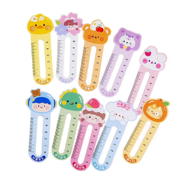 50Pcs Cartoon Paper Bookmarks Ruler Book Page Divider with Measuring ...