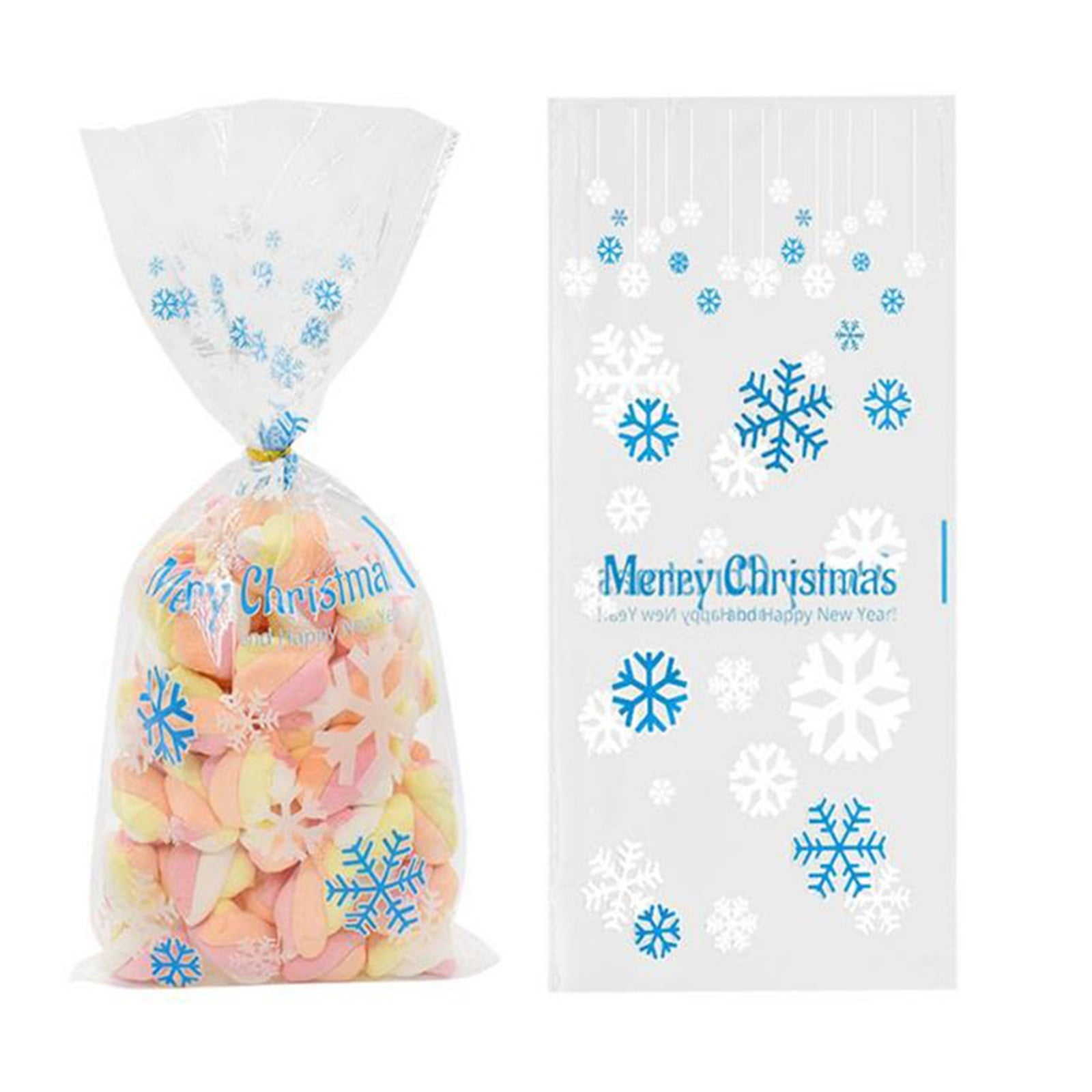 50Pcs Christmas Cellophane Treat Bags, Clear Candy Gift Bags, 5.12X10 ...