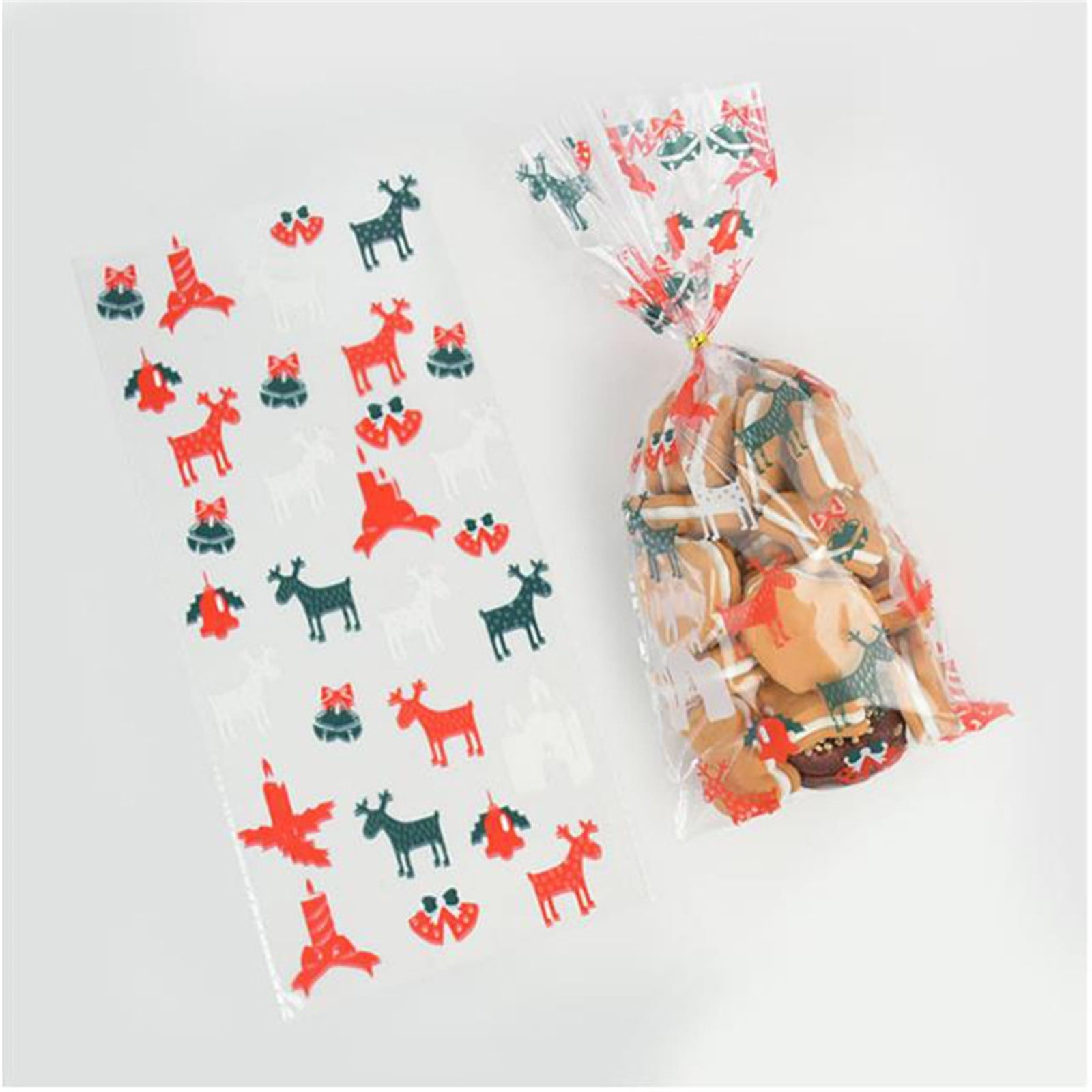 50Pcs Christmas Cellophane Treat Bags, Clear Candy Gift Bags, 5.12X10 ...