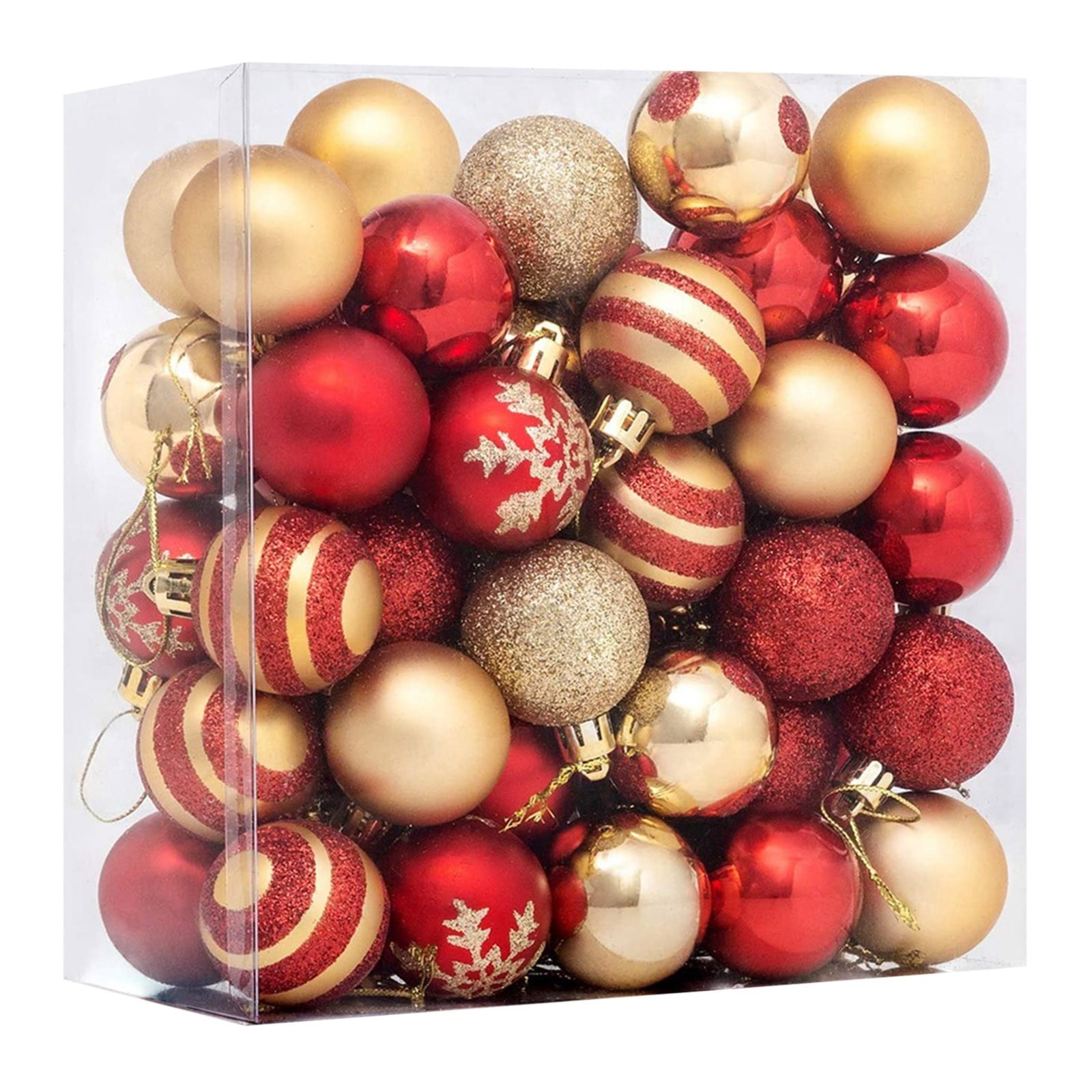 50Pcs Christmas Tree Balls Ornaments Gold 40mm/1.57", Christmas Tree ...