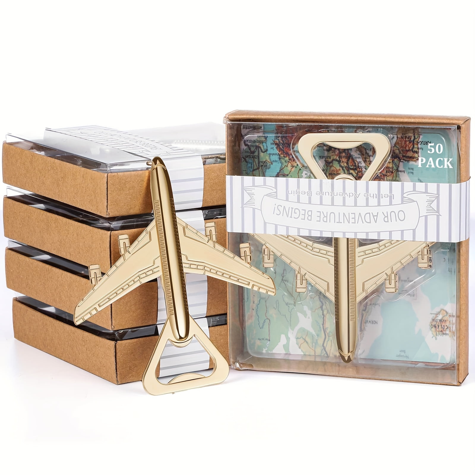 50Pcs Classic Airplane Bottle Opener - Boxed Wedding Party Favors for ...