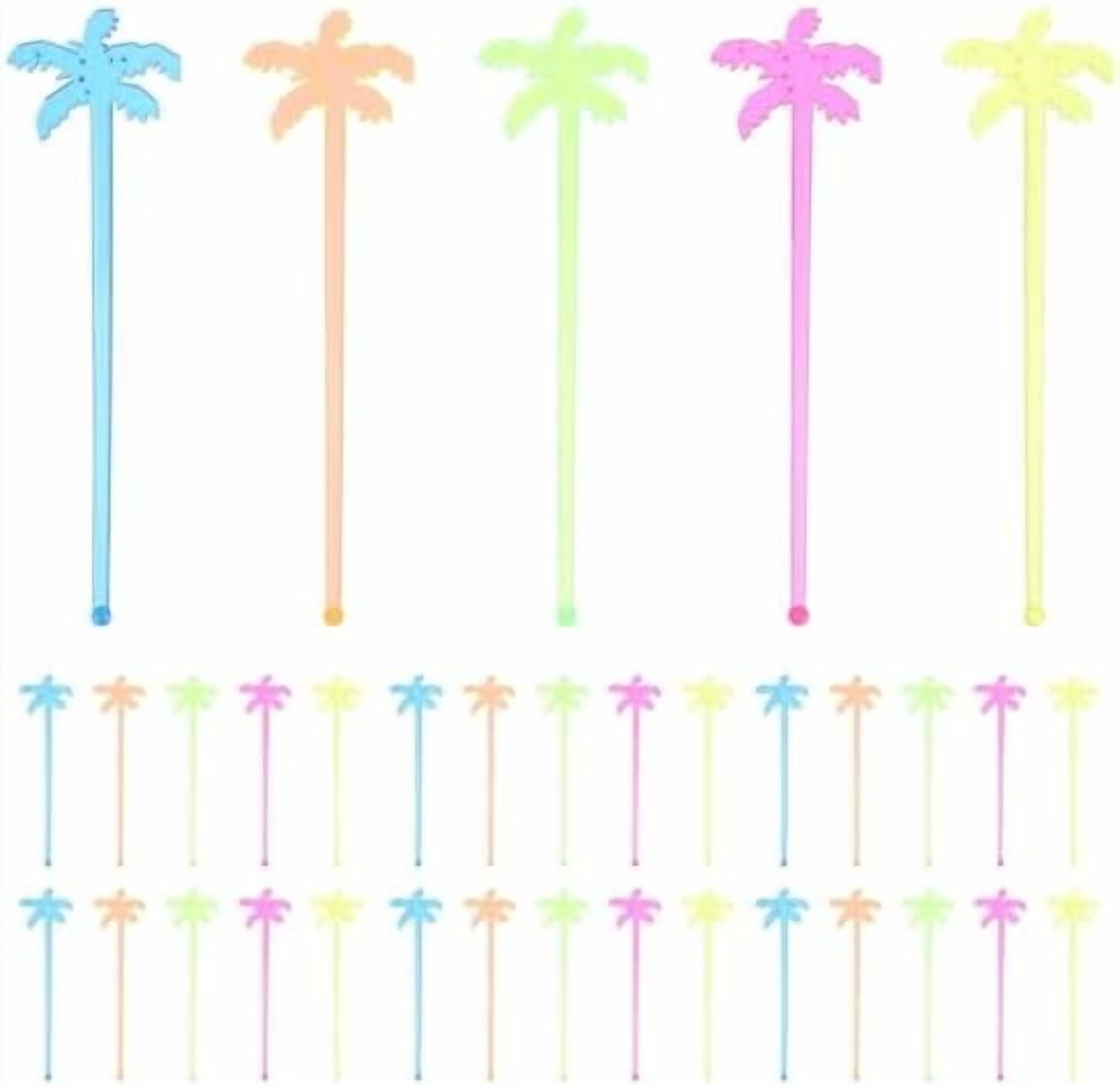 50Pcs Cocktail Swizzle Sticks Tropical Palm Tree Shaped Cocktail Ice ...