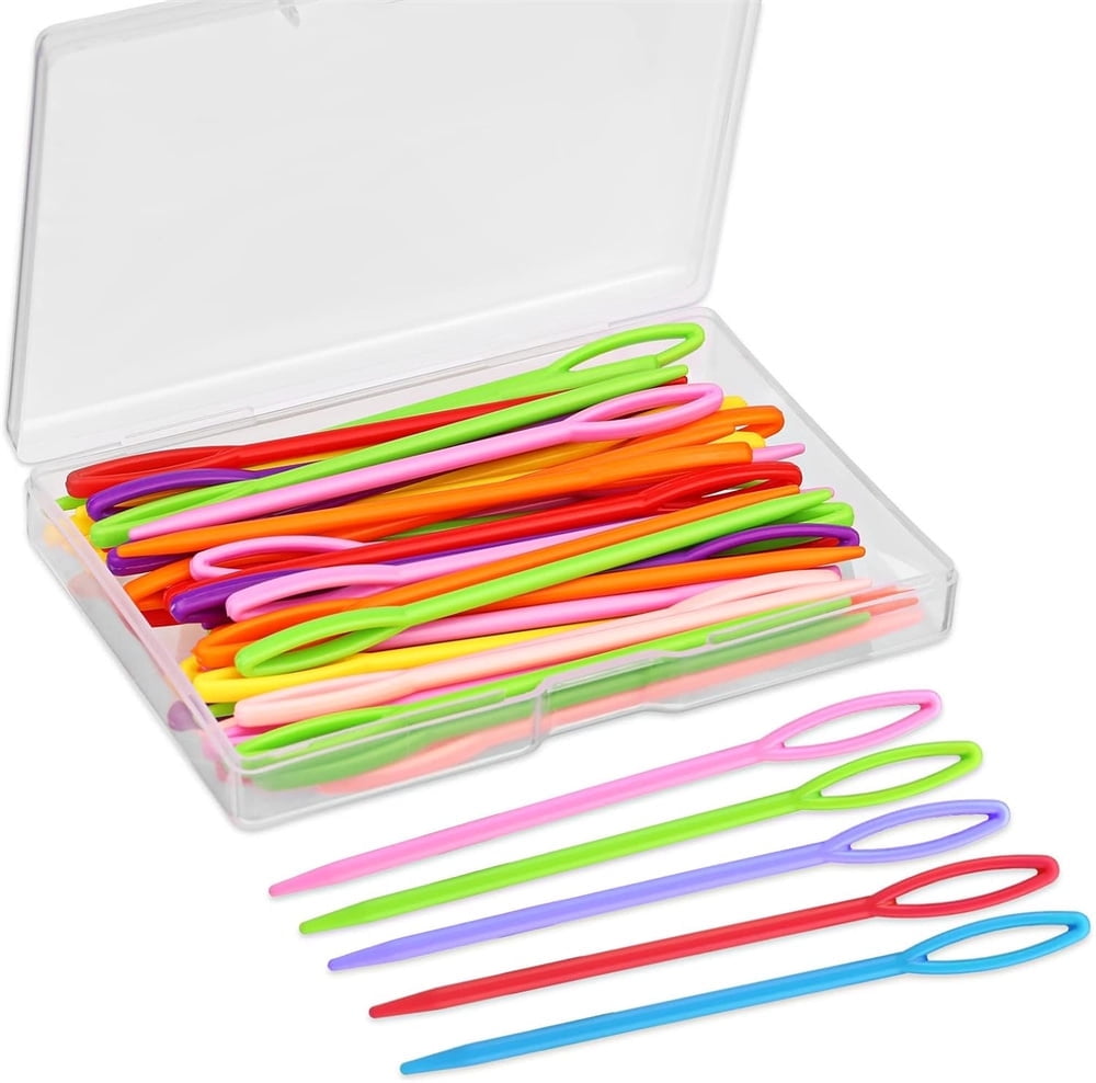 50Pcs Colorful Embroidery Safety Needles,Plastic Large Eye Yarn Needles ...