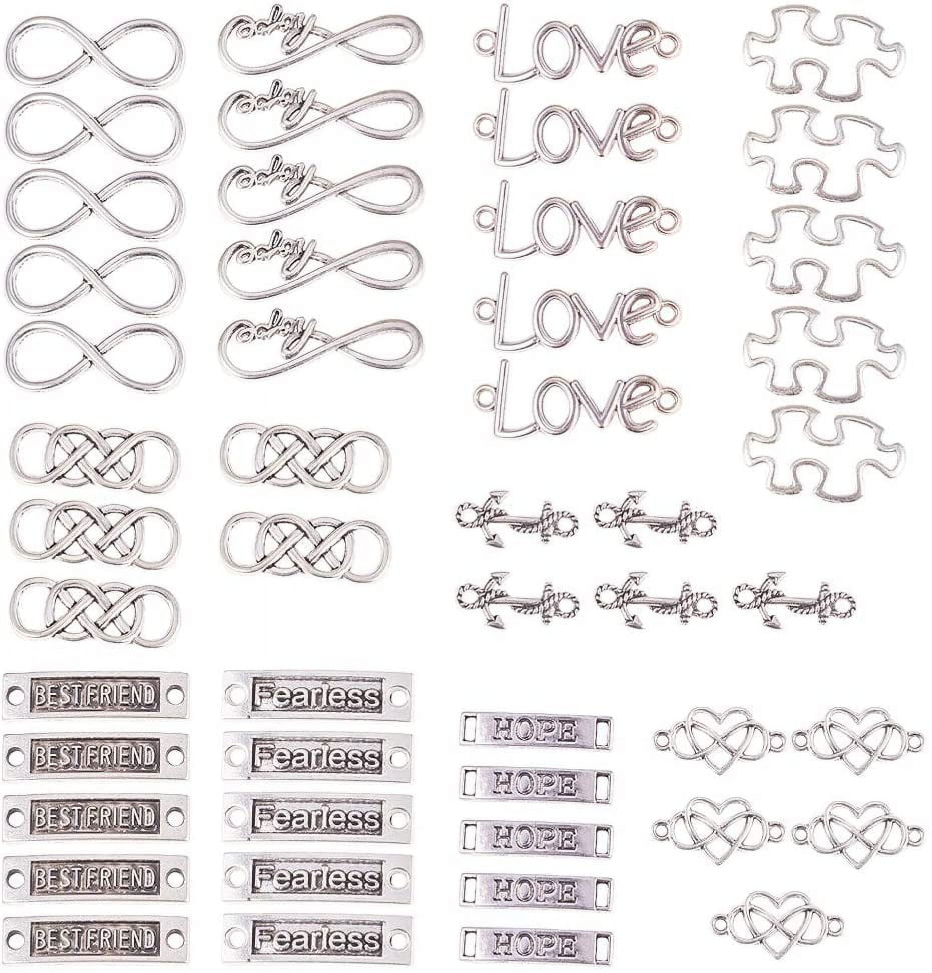 50Pcs Connector Charms Pendants Inspiration Words Infinity Love Heart ...