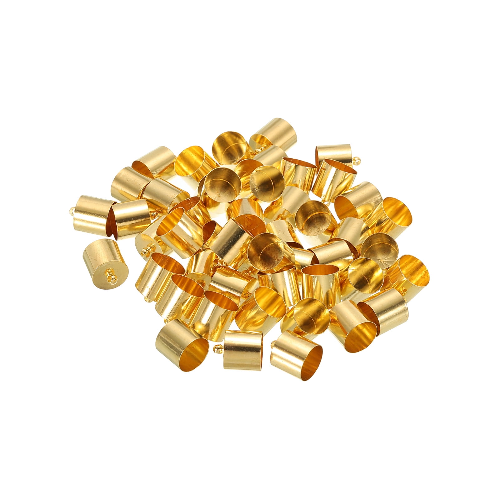 50Pcs Cord End Caps 11.5mm End Cap Barrel Beads Kumihimo End Caps Brass ...