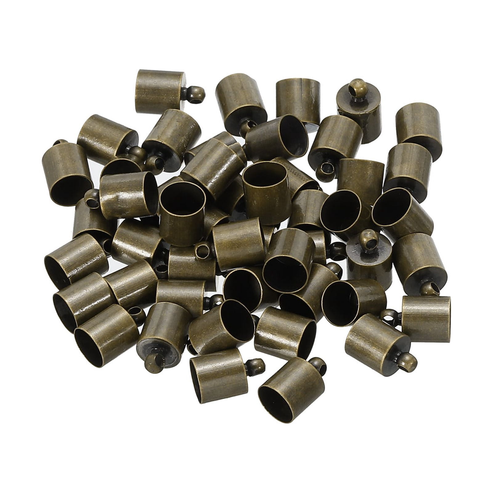 50Pcs Cord End Caps 6.5mm End Cap Barrel Beads Kumihimo End Caps Brass ...
