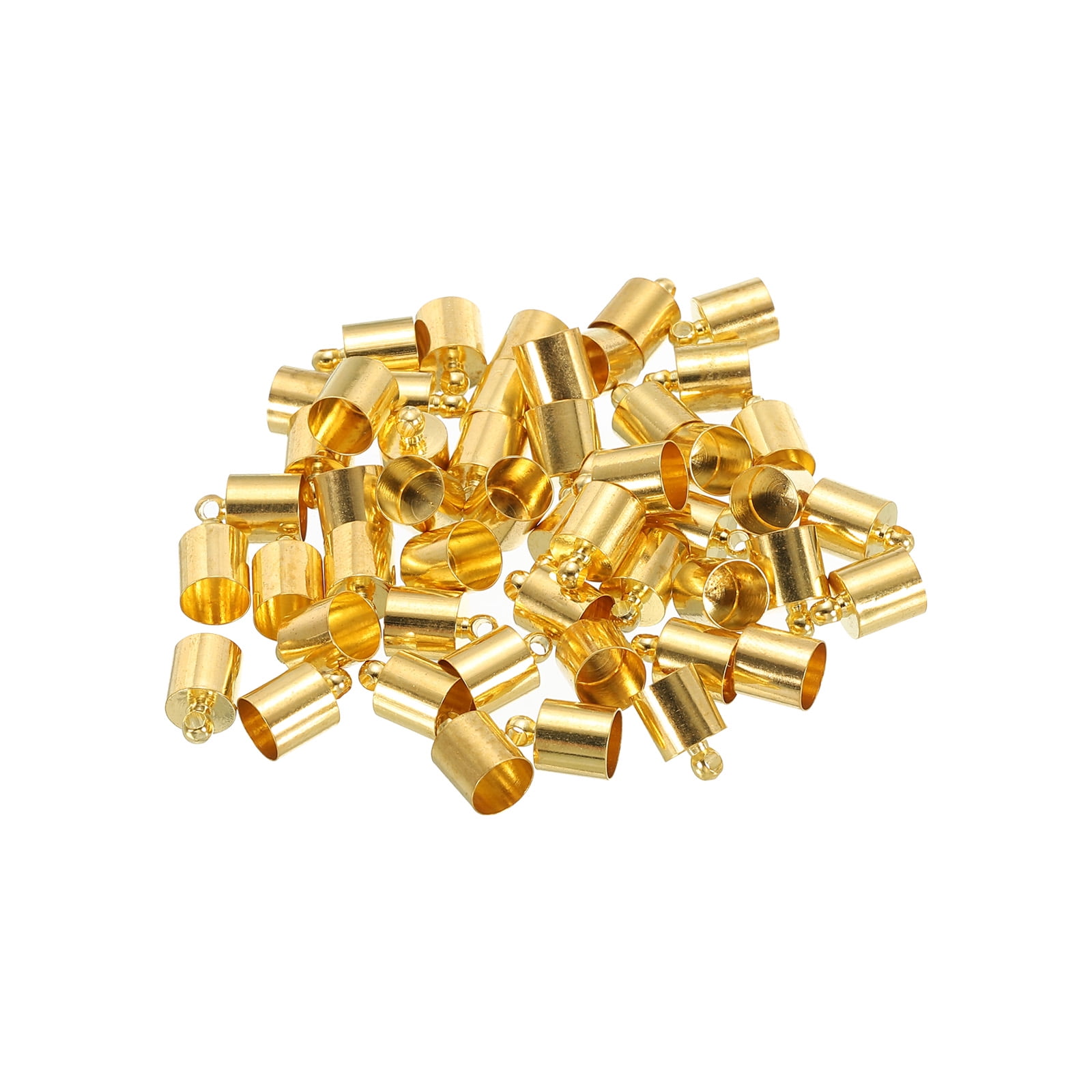50Pcs Cord End Caps 6.5mm End Cap Barrel Beads Kumihimo End Caps Brass ...