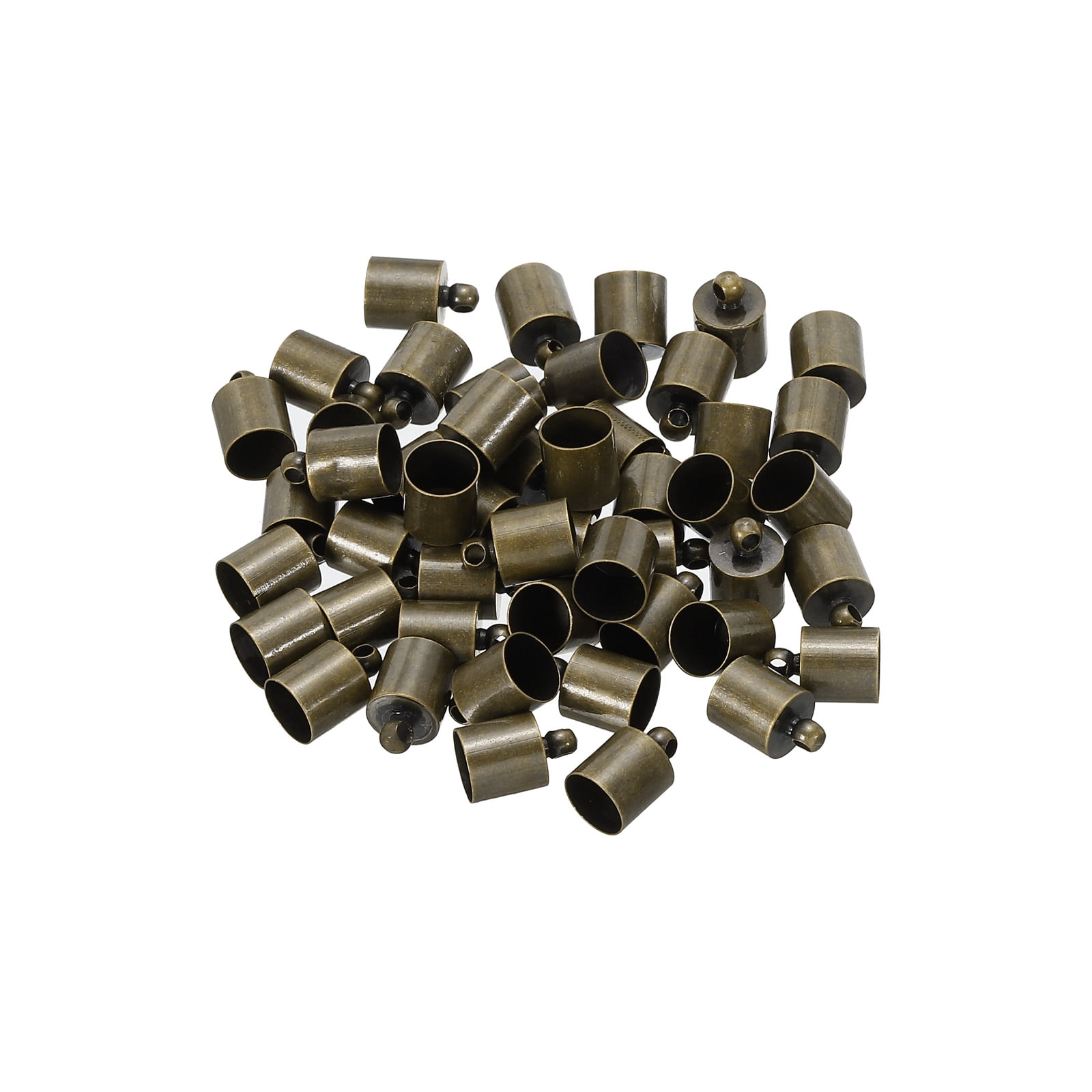 50Pcs Cord End Caps 7.6mm End Cap Barrel Beads Kumihimo End Caps Brass ...