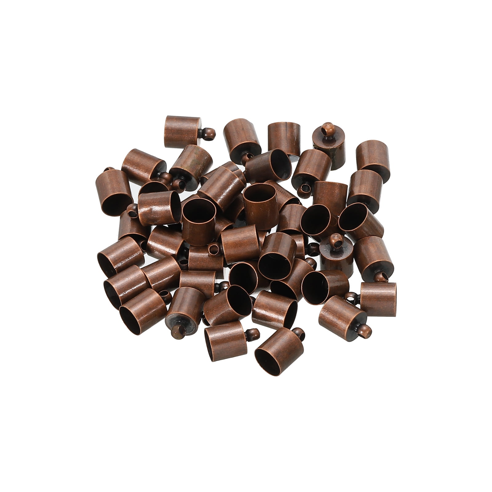 50Pcs Cord End Caps 7.6mm End Cap Barrel Beads Kumihimo End Caps Brass ...