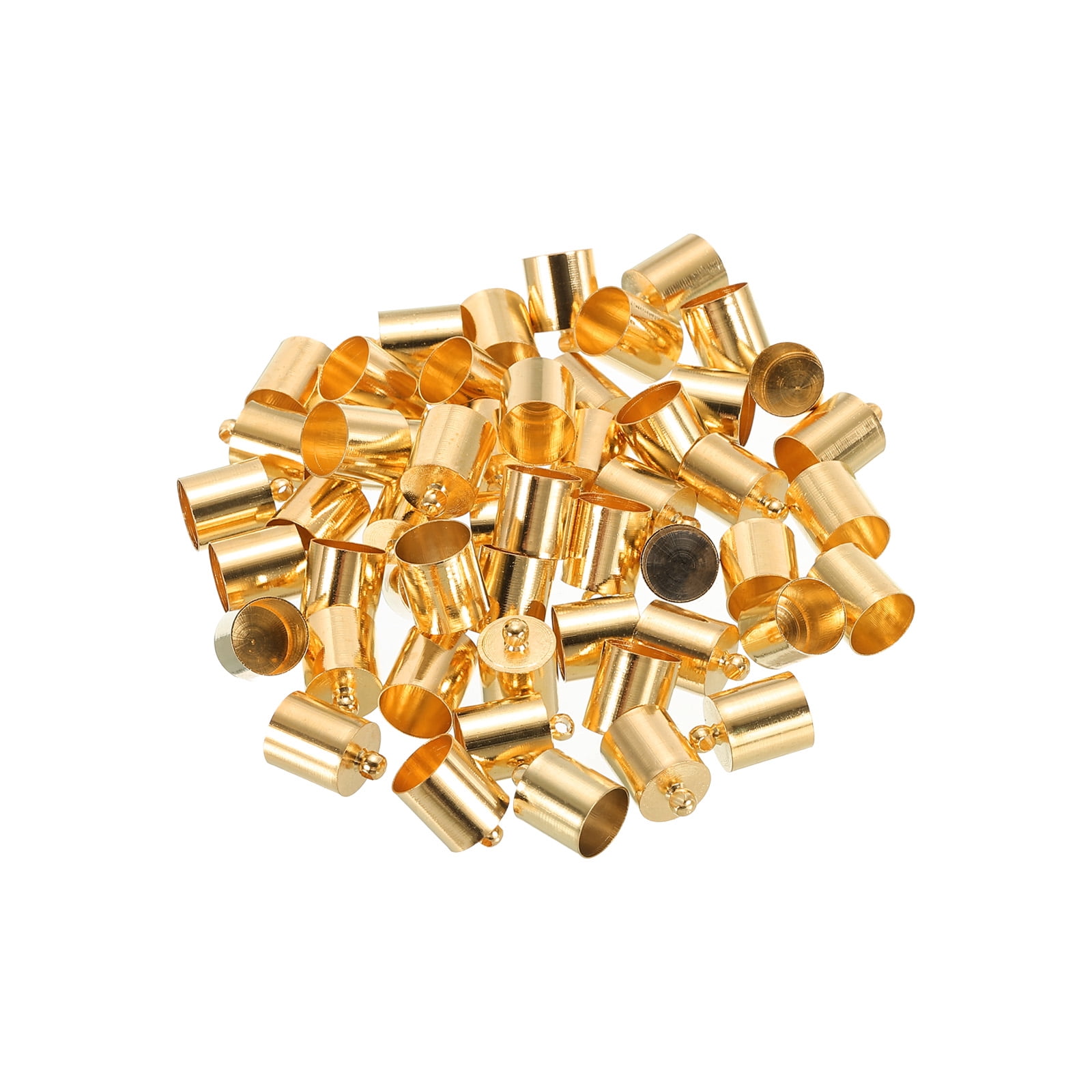 50Pcs Cord End Caps 7.6mm End Cap Barrel Beads Kumihimo End Caps Brass ...