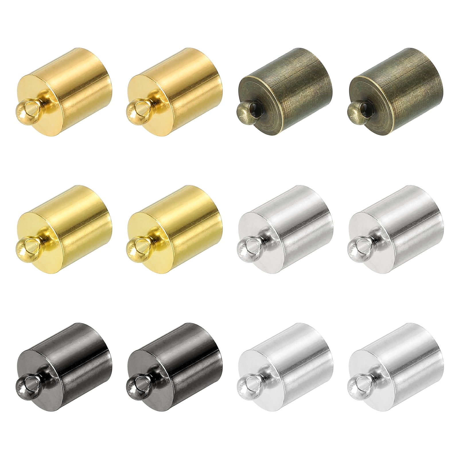 50Pcs Cord End Caps, 8.6mm End Cap Barrel Beads Kumihimo End Caps Brass ...