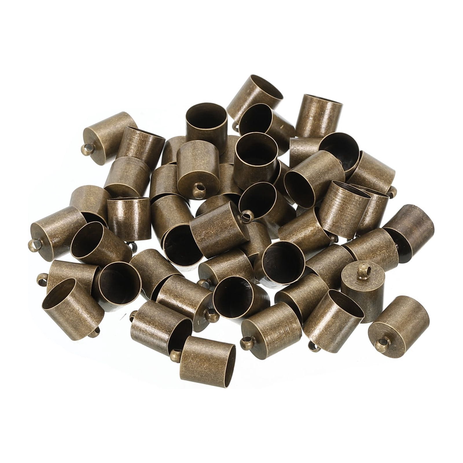 50Pcs Cord End Caps 9.5mm End Cap Barrel Beads Kumihimo End Caps Brass ...