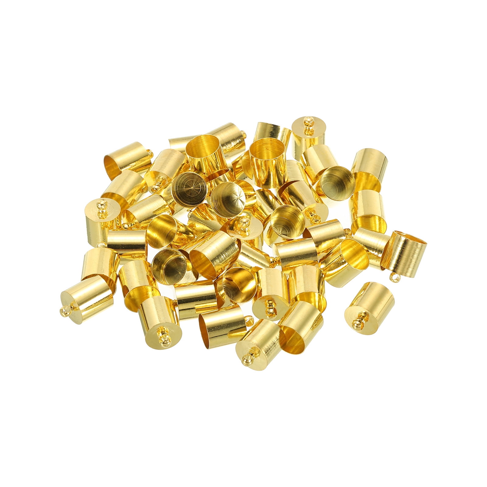 50Pcs Cord End Caps 9.5mm End Cap Barrel Beads Kumihimo End Caps Brass ...