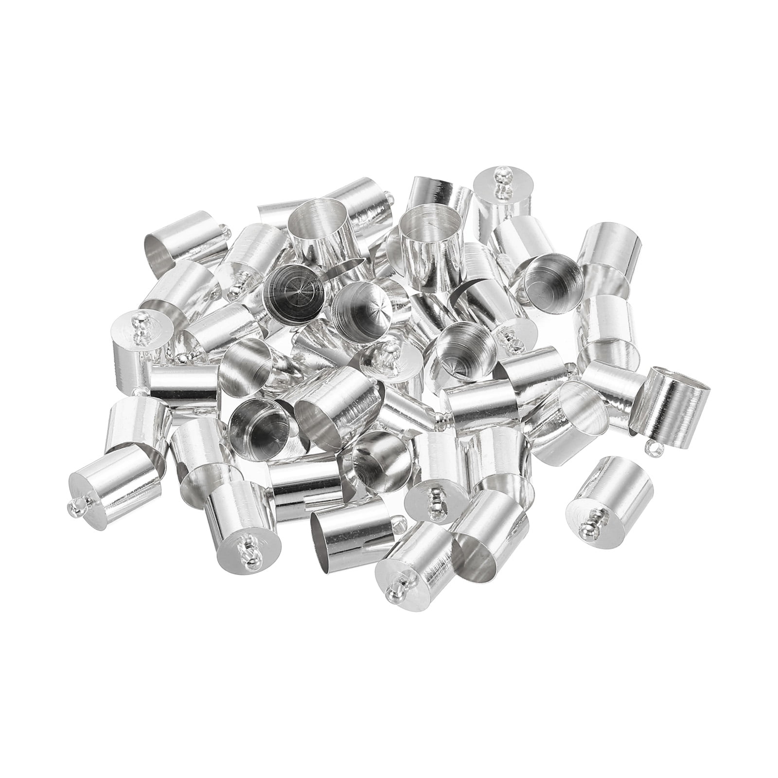 50Pcs Cord End Caps 9.5mm End Cap Barrel Beads Kumihimo End Caps Brass ...