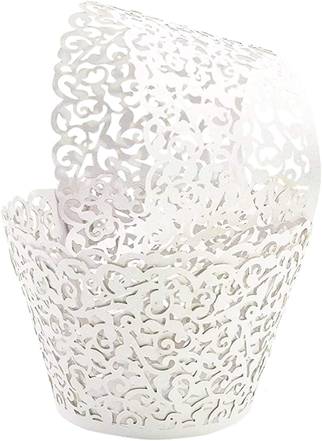50Pcs Cupcake Wrappers Artistic Bake Cake Paper Filigree Little Vine ...
