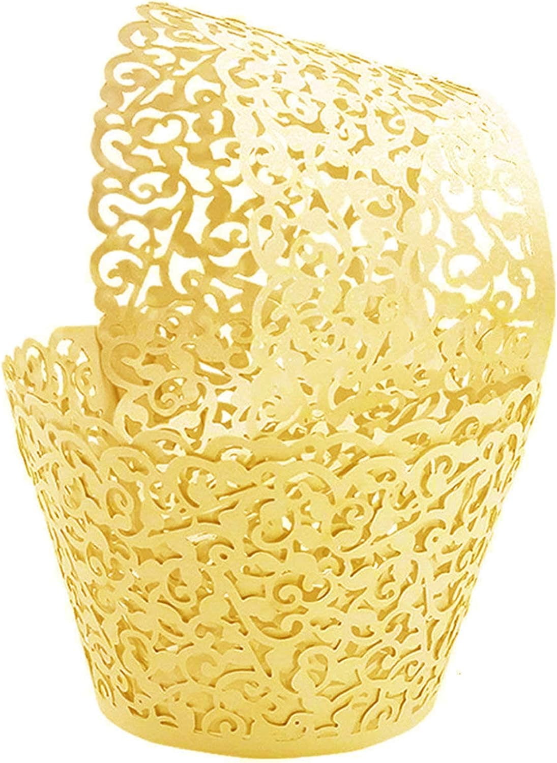 50Pcs Cupcake Wrappers Artistic Bake Cake Paper Filigree Little Vine ...