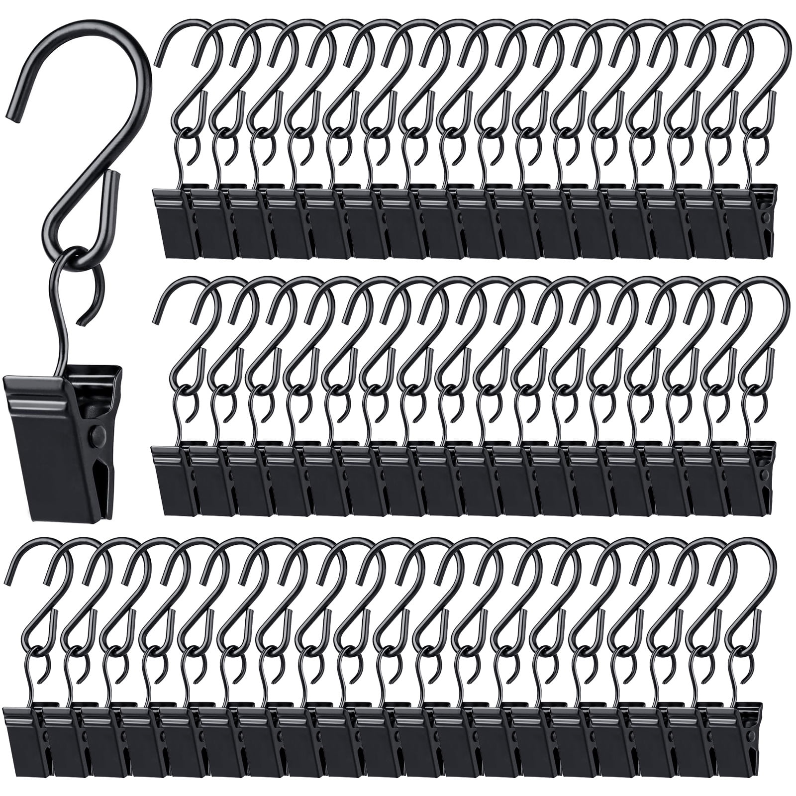 EUWBSSR Metal Anti Rust Curtain Hanging Clips Hooks 5.85 in, 50 Pieces ...