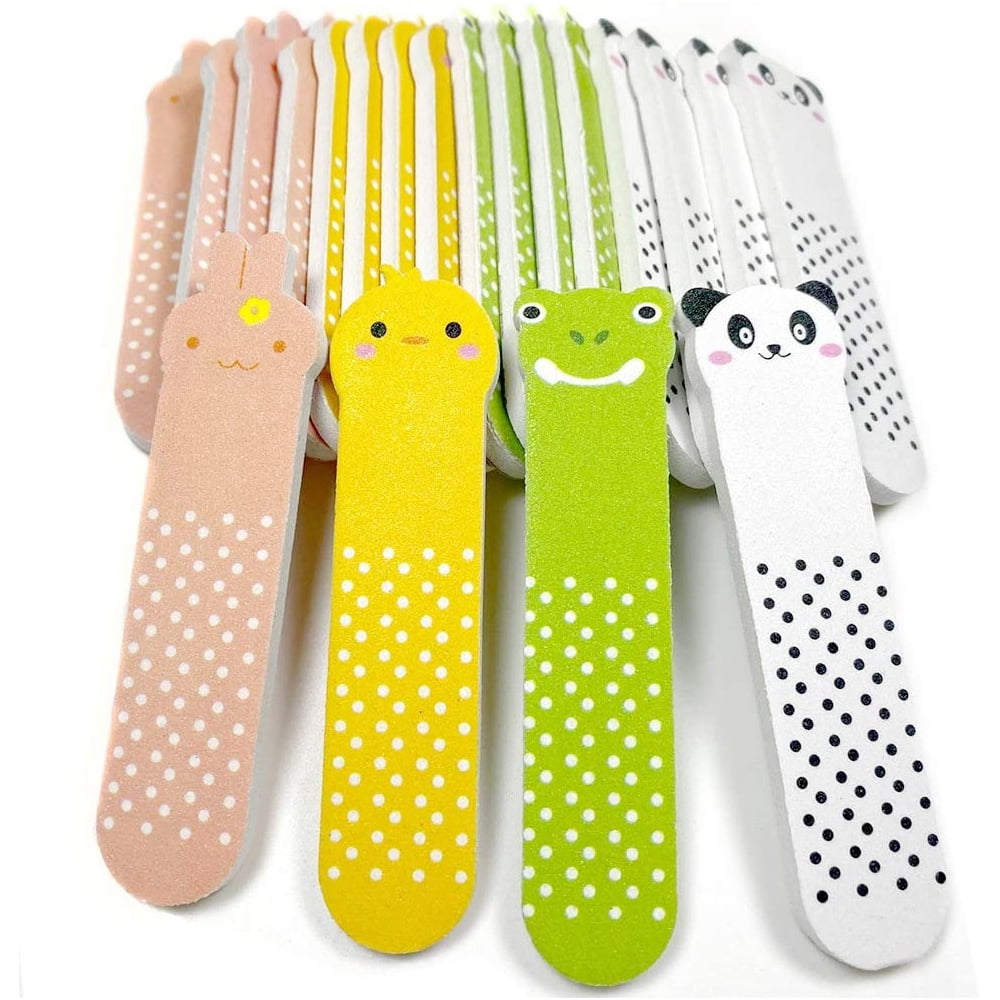 50Pcs Cute Animals Mini Nail Files Mix Pattern Sponge Buffer Block ...
