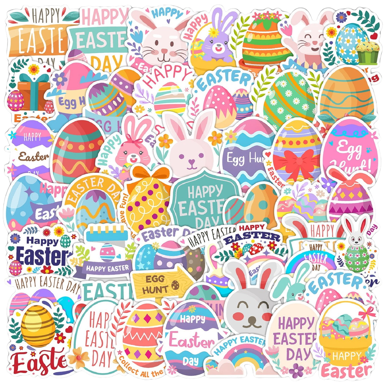 50Pcs Cute Easter Bunny Doodle Stickers,Decorative Stickers For ...