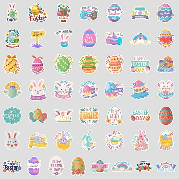 50Pcs Cute Easter Bunny Doodle Stickers For Journaling & Notebook ...