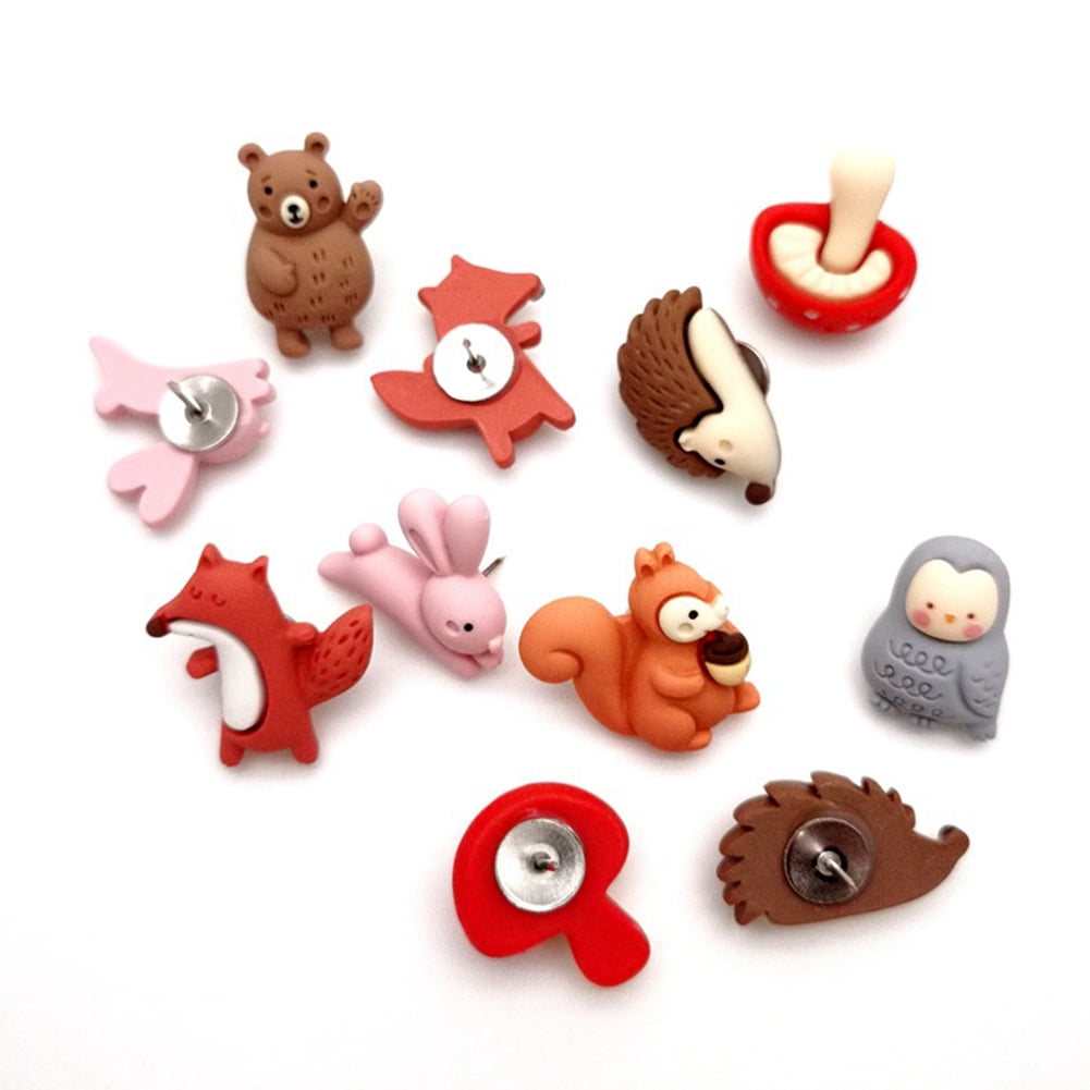 50Pcs Cute Pushpins Animal Push Pin Multi Animals Thumb Tacks ...