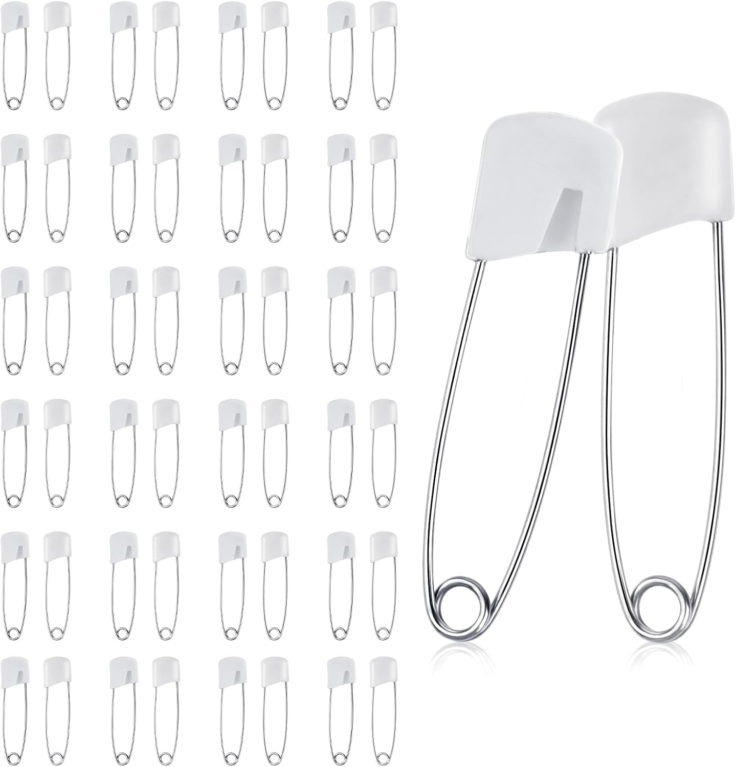 50Pcs Diaper Pins for Cloth Diapers, Plastic Head Safety Pins with Safe Locking, Diaper Pins for ...