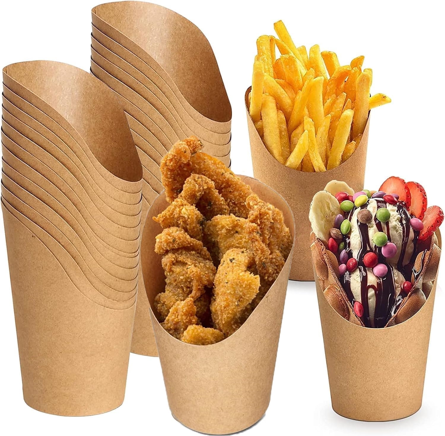 50Pcs Disposable Fries Holder,Bexikou 12 Oz Kraft Paper Charcuterie ...