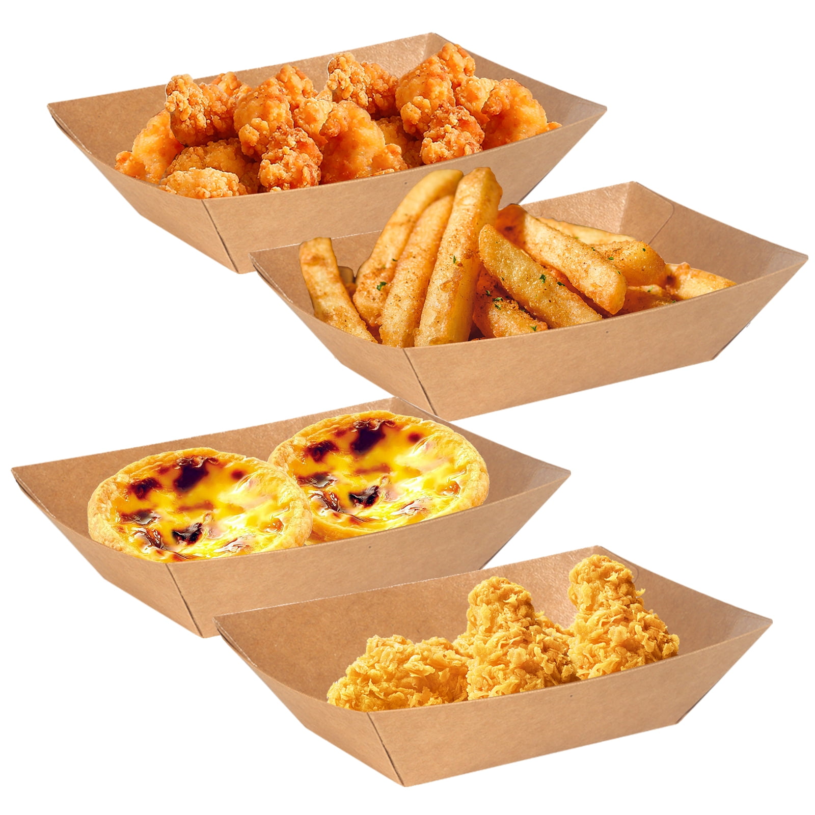 50Pcs Disposable Kraft Paper French Fries Chips Boats，Disposable Paper ...