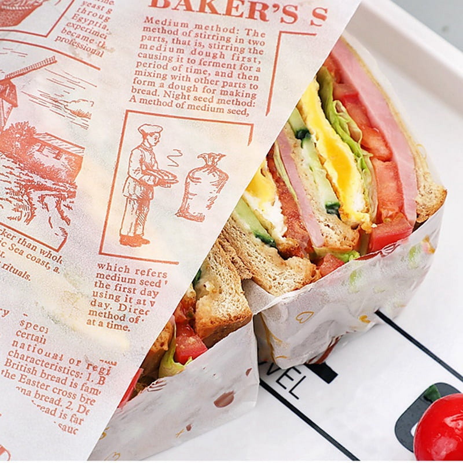 50Pcs Disposable Oilproof Wax Paper for Bread Food Packaging Wrappers ...