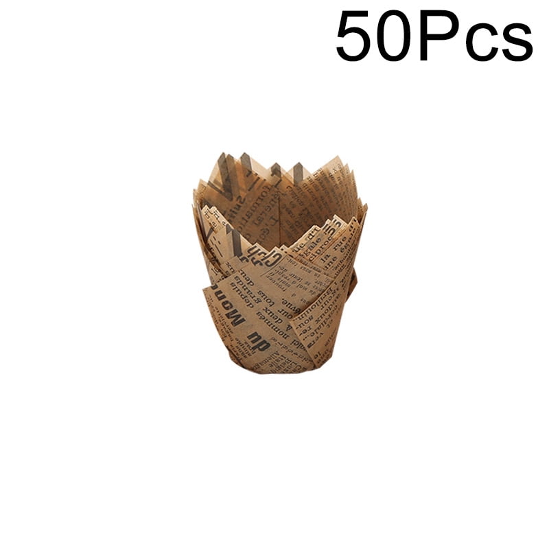 50Pcs Disposable Tulip Paper Cup Cake Dessert Baking Tool Wedding Party ...