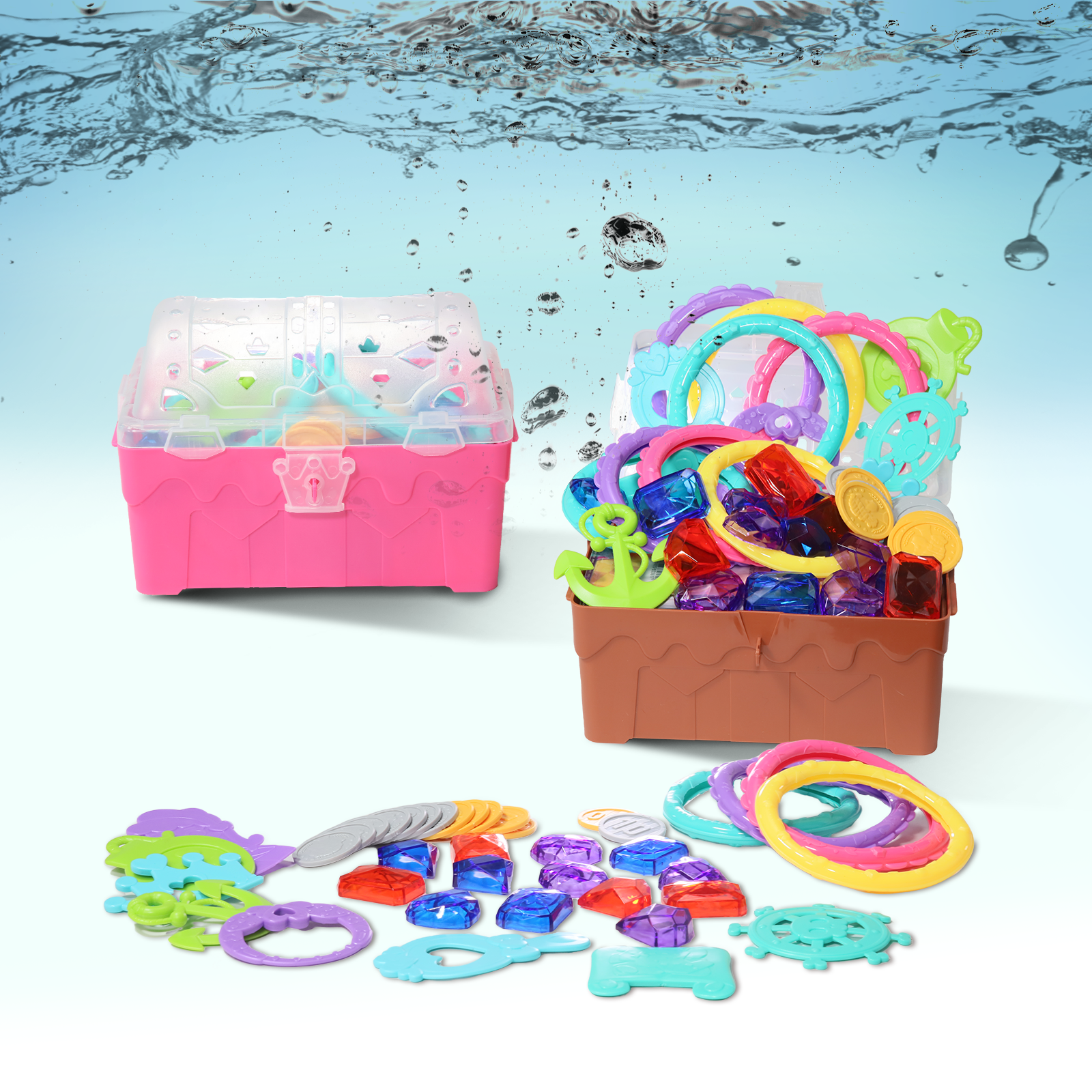 50Pcs Diving Pool Toys for Kids, Underwater Treasure Chest Set with ...