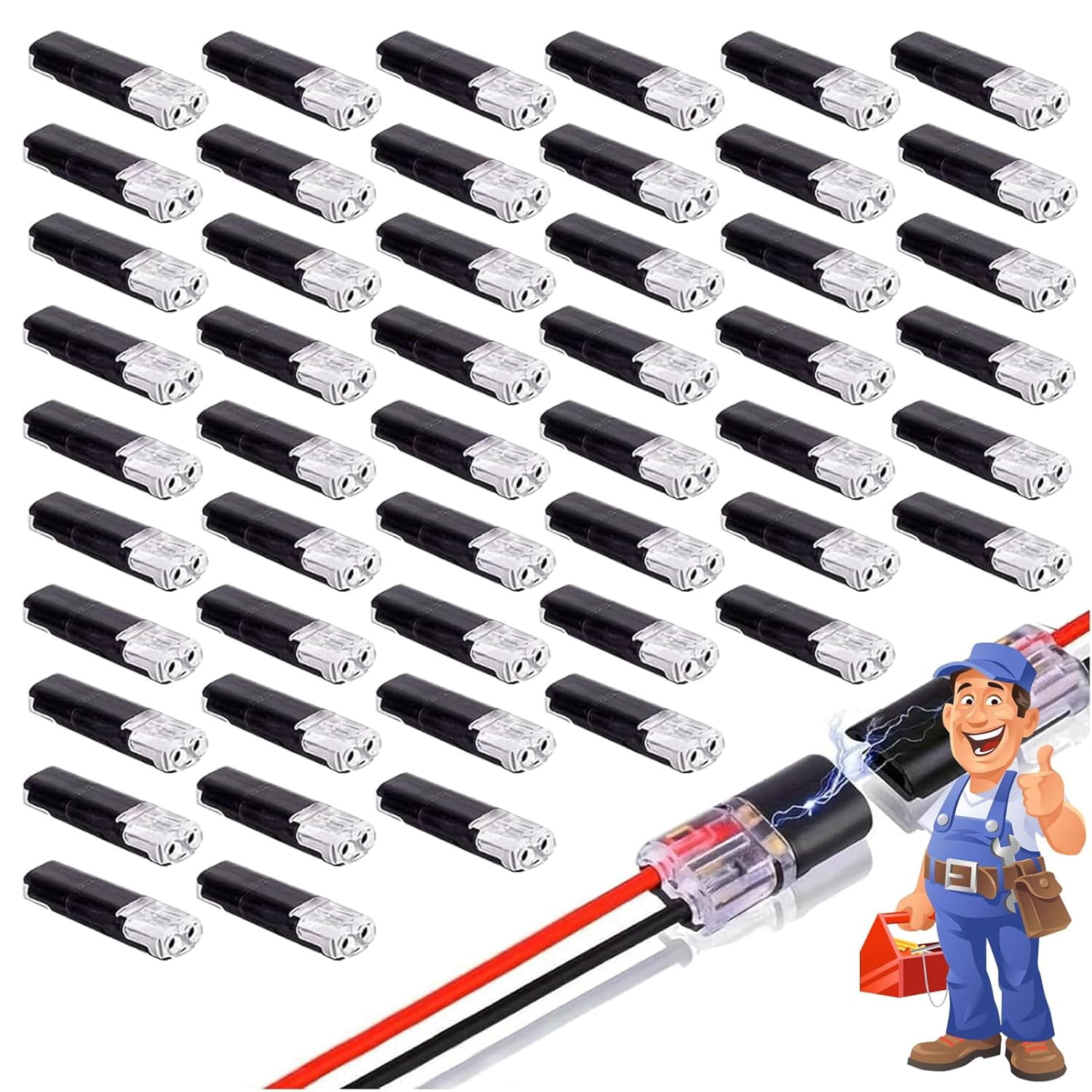 50Pcs Double Wire Plug in Connector with Locking Buckle, Double Wire ...