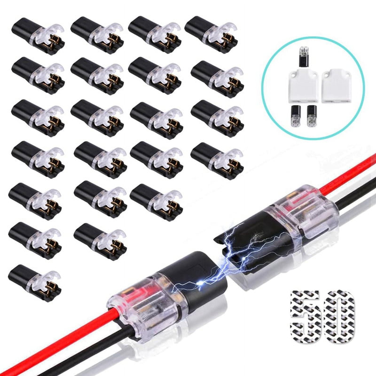 50Pcs Double-Wire Plug-in Connector, Pluggable 2 Pin 2 Way LED Wire ...