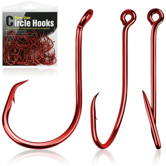 50Pcs Dovesun Red 7/0 Circle Hooks for Big Catfish, 2X Strong Octopus ...
