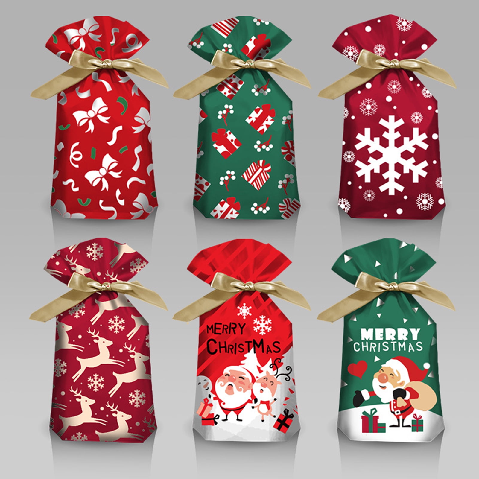 50Pcs Drawstring Christmas Candy Bag - Anti-Deformed Plastic New Year ...