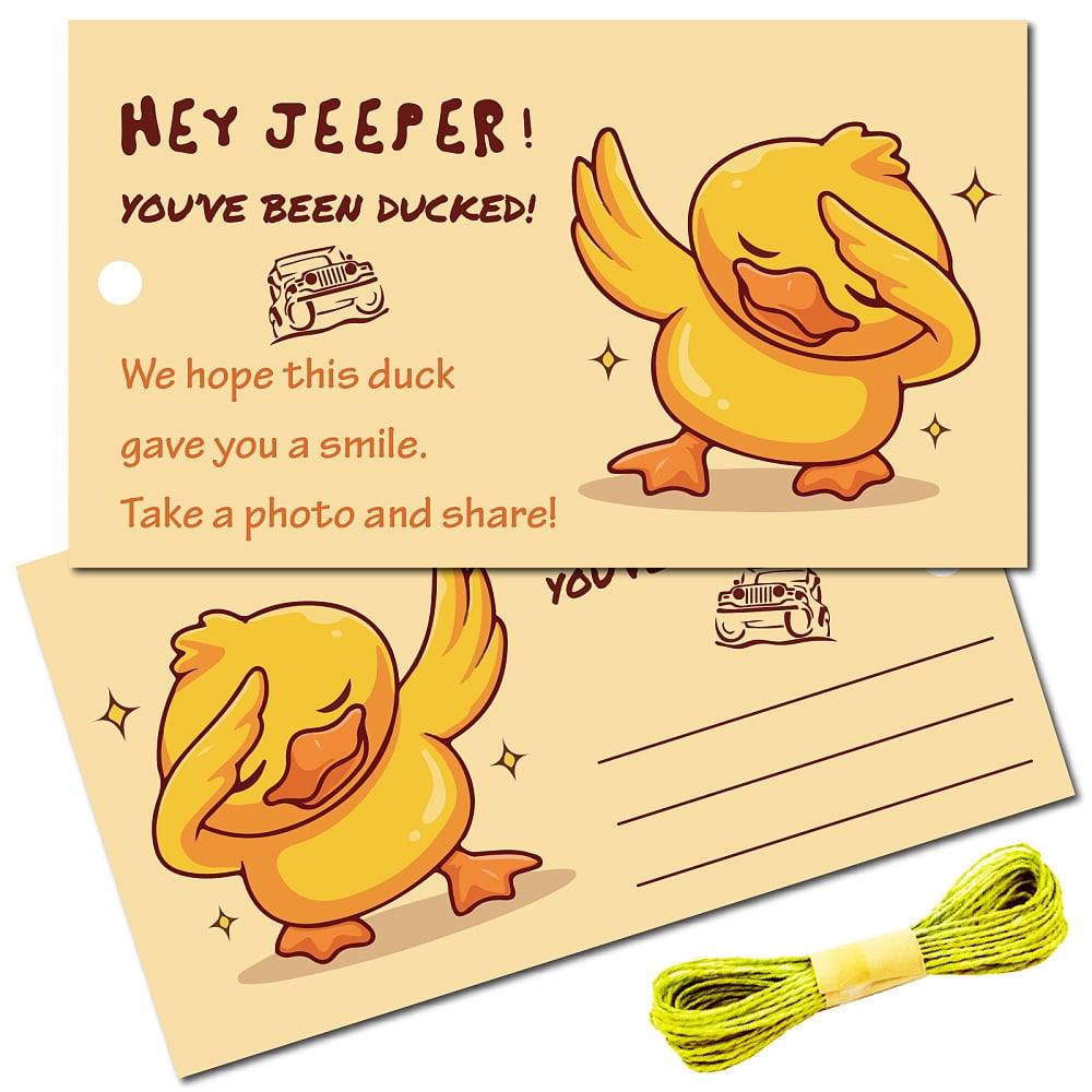 50Pcs Duck Theme Paper Card Greeting Card Rectangle with 10M Jute Twine ...