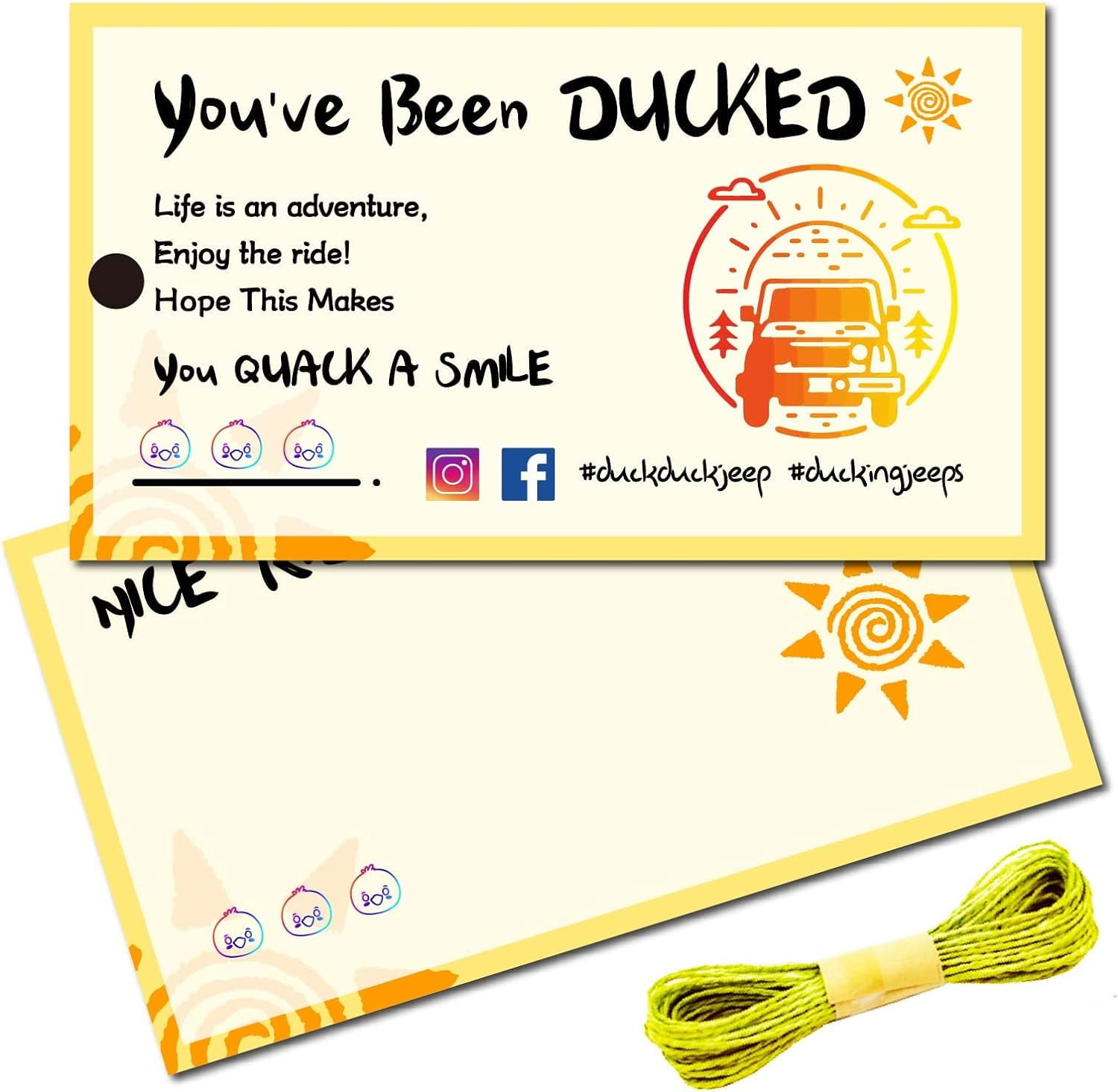 50Pcs You've been Ducked Cards Duck Tags Card Ducking Game DIY Jeep ...