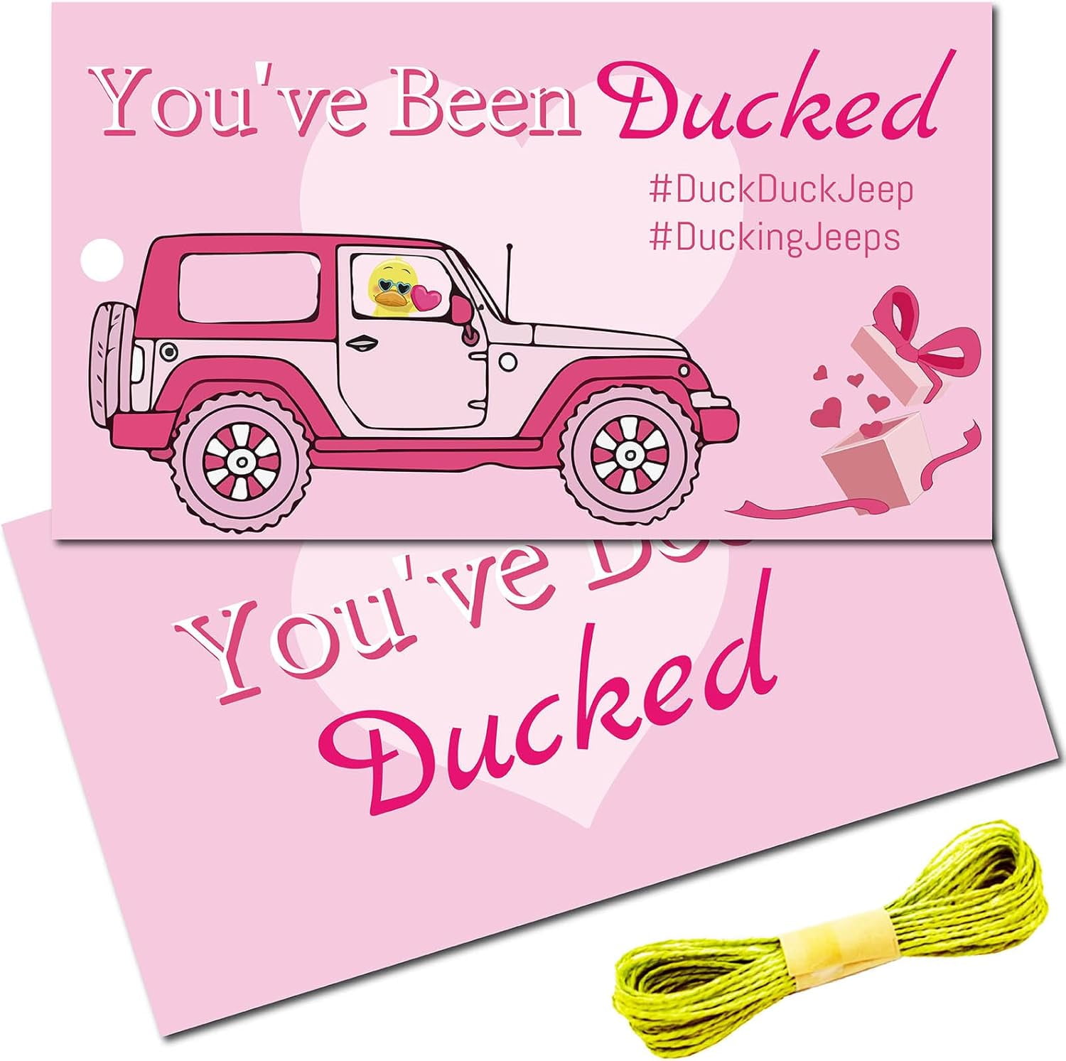50Pcs You've Been Ducked Cards Duck Tags Card Heart Pink Duck Duck Jeep ...