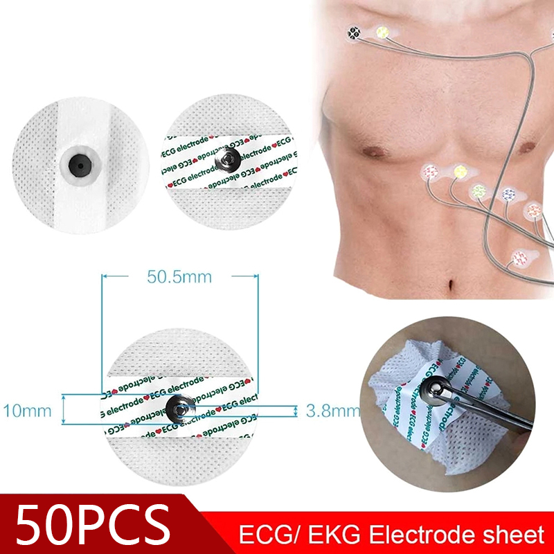 50Pcs ECG Electrodes Medical Disposable Electrode Patch EKG Accessories Non-woven ECG Electrode ...