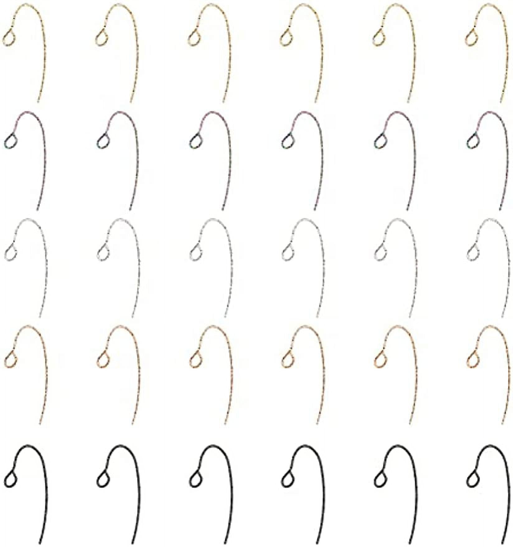 50Pcs Earring Hooks 5 Colors Stainless Steel Fish Hook Ear Wire with ...