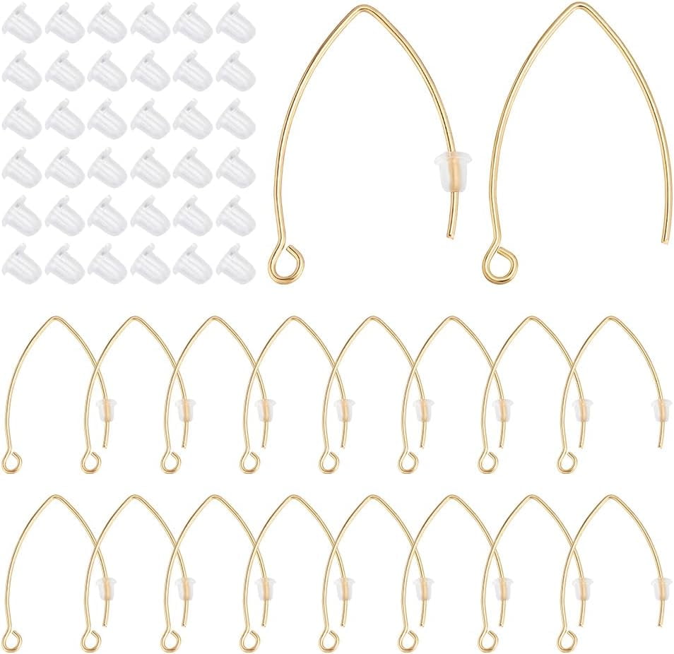 50Pcs Earring Hooks V Shape Stainless Steel Earring Hooks 0.7mm Pin Ear ...