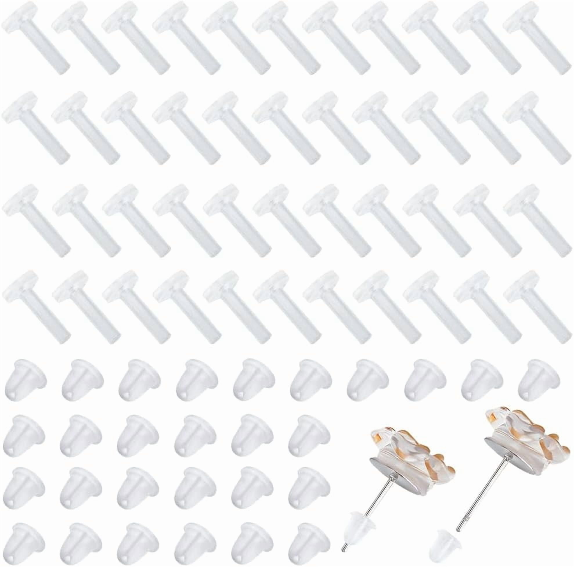 50Pcs Earring Sleeves and 50Pcs Ear Nuts and 50Pcs Silicone Piercing ...