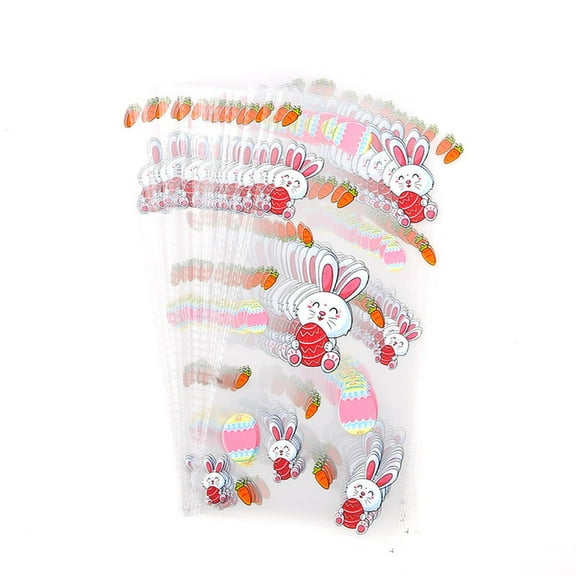 TETOU 50pcs Easter Bunny Candy Treat Bags Chick Rabbit Cellophane ...