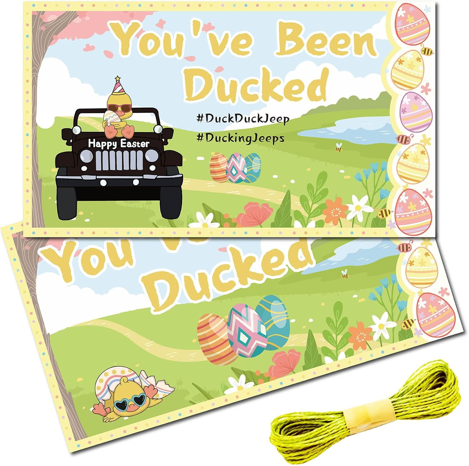 50Pcs Easter You've been Ducked Cards Duck Tags Card Duck Egg Grass ...