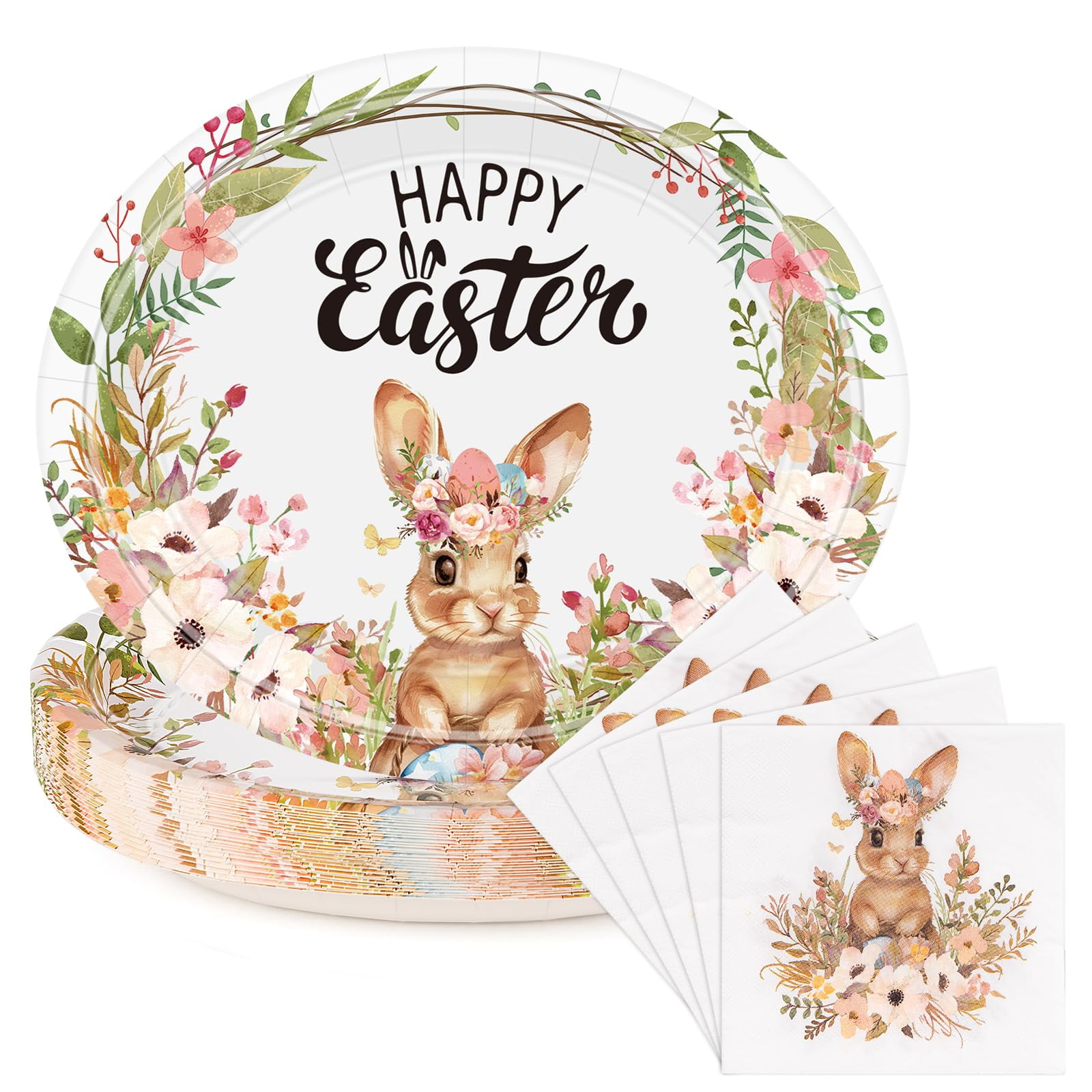 50Pcs Easter Paper Plates STF9 and Napkins Set Serve 10" x 12.5" Large ...