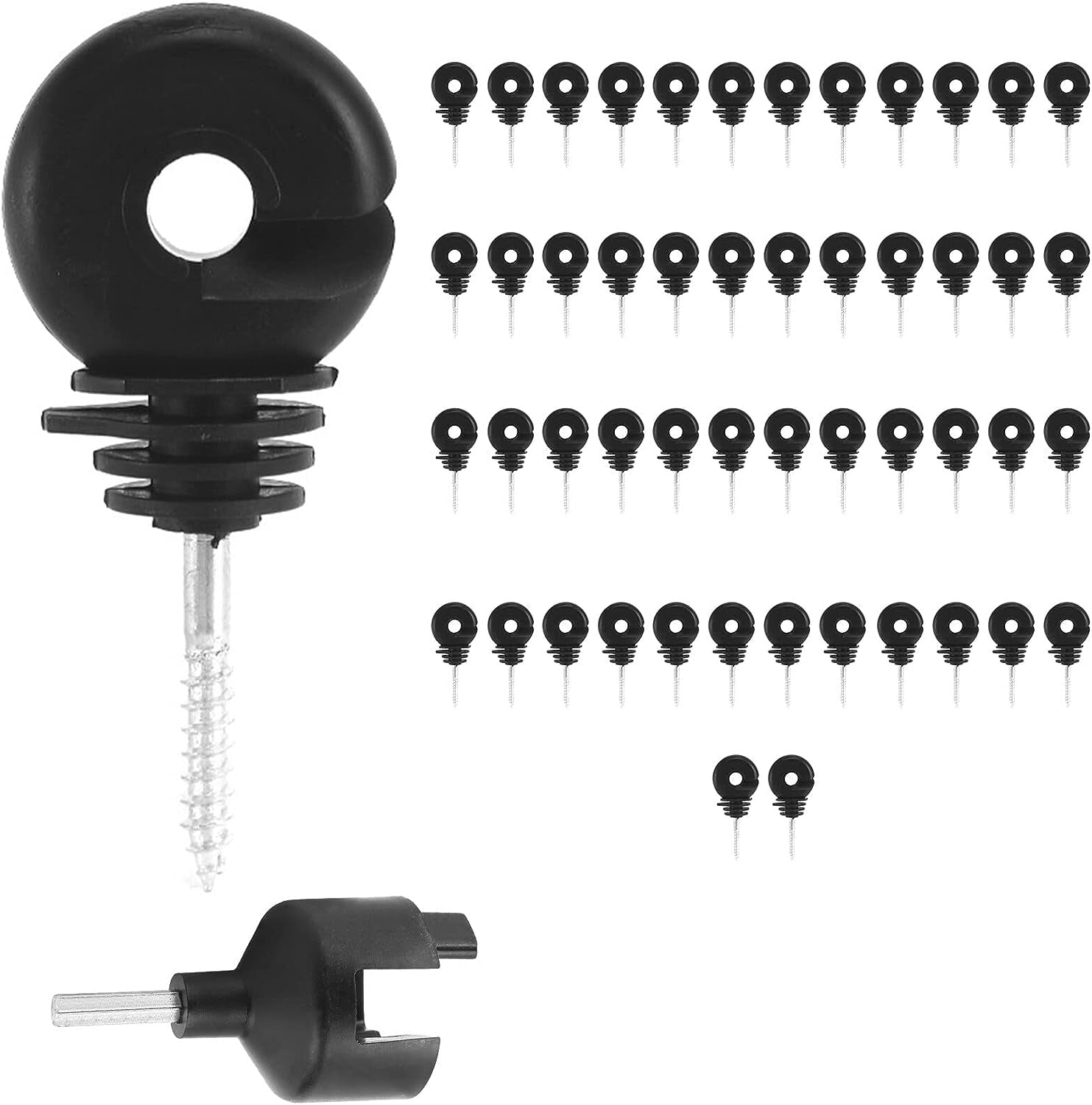 50Pcs Electric Fencing Ring Insulators, Screw Insulators With 1Pcs ...