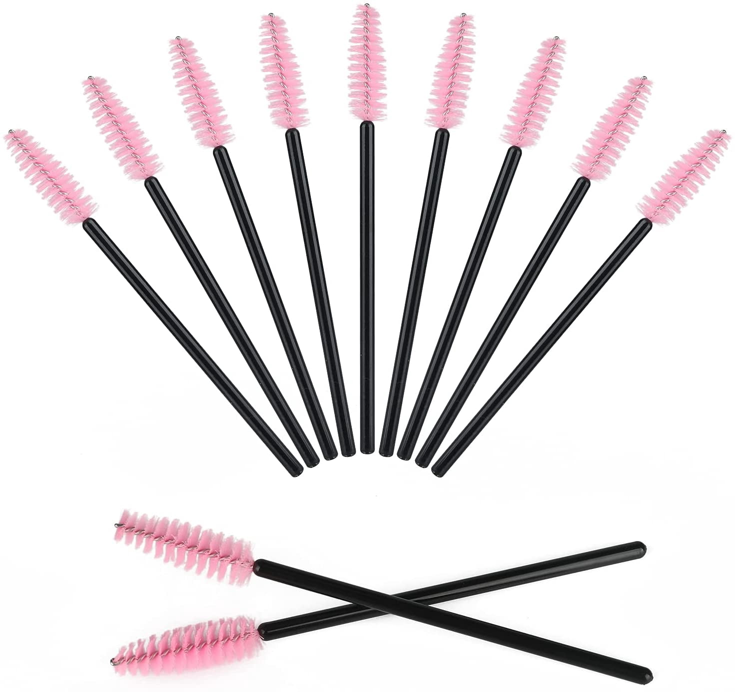 50Pcs Eyelash Wands Disposable, Mascara Wands Black Pink, Spoolies ...