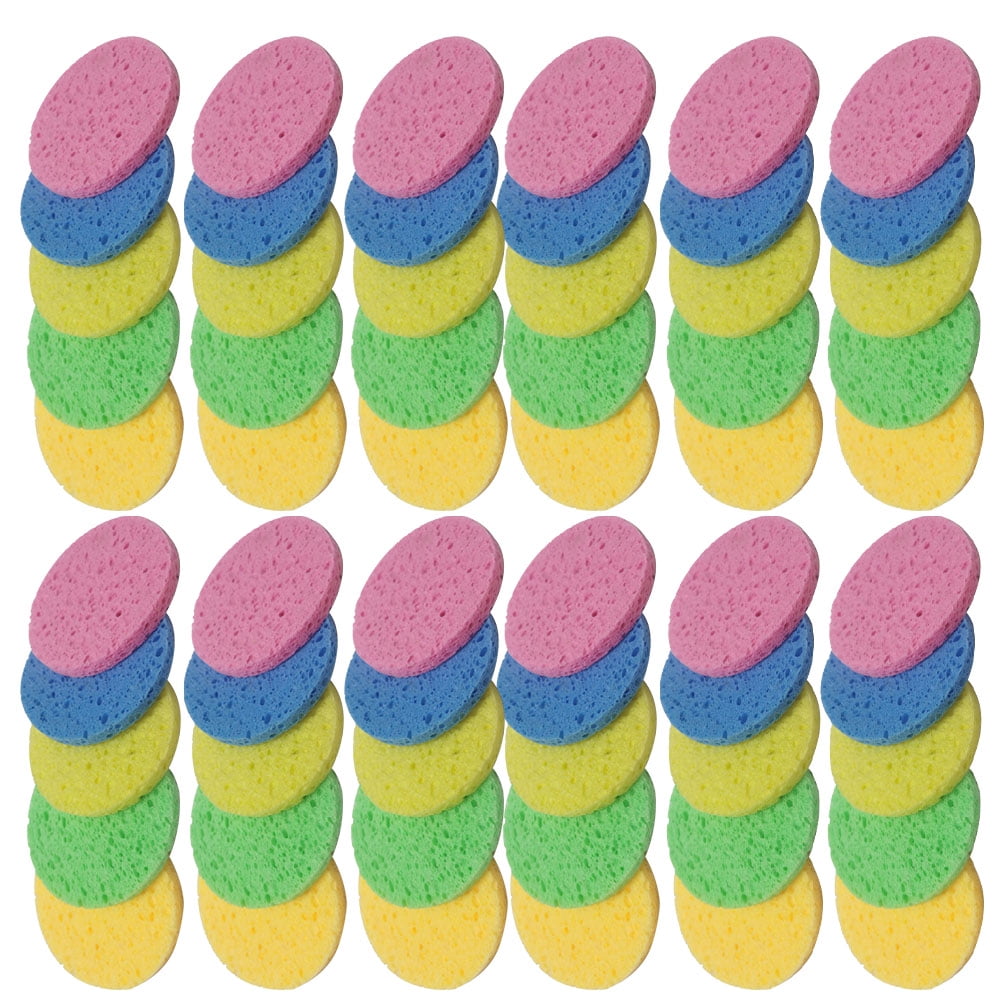 Raindrops 50 Pcs Makeup Sponges Wood Pulp Cleansing Sponge Practical ...