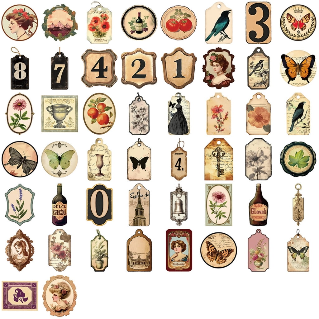 50Pcs Faded Cartoon Stickers Reusable Adhesive Decals Sheets Suitable ...