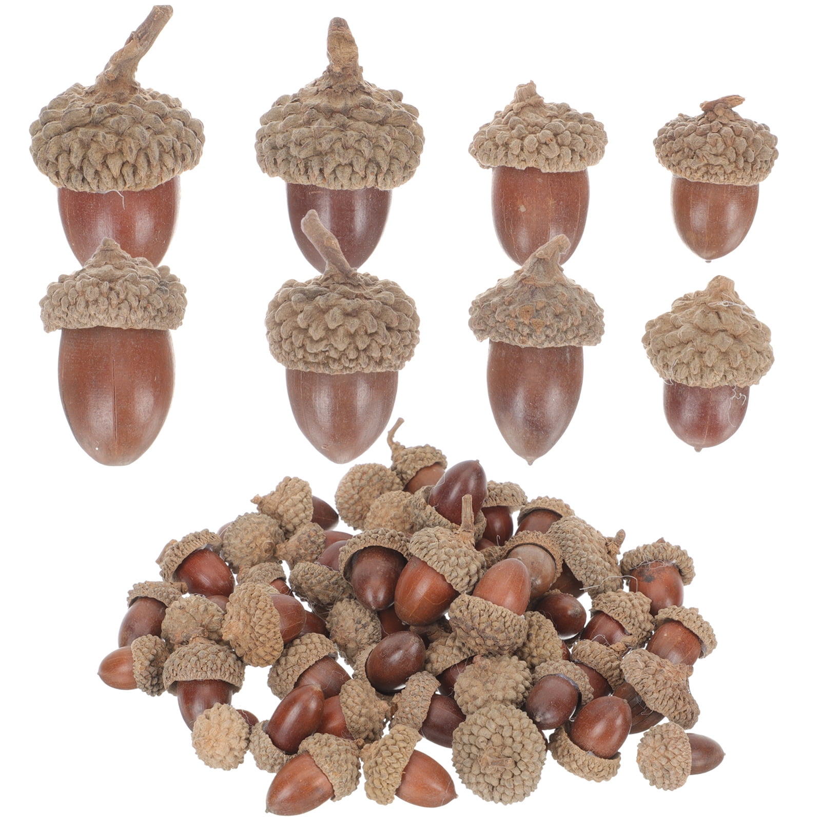 OUNONA Set of 50 Mini Faux Acorns with Realistic Natural Caps for ...
